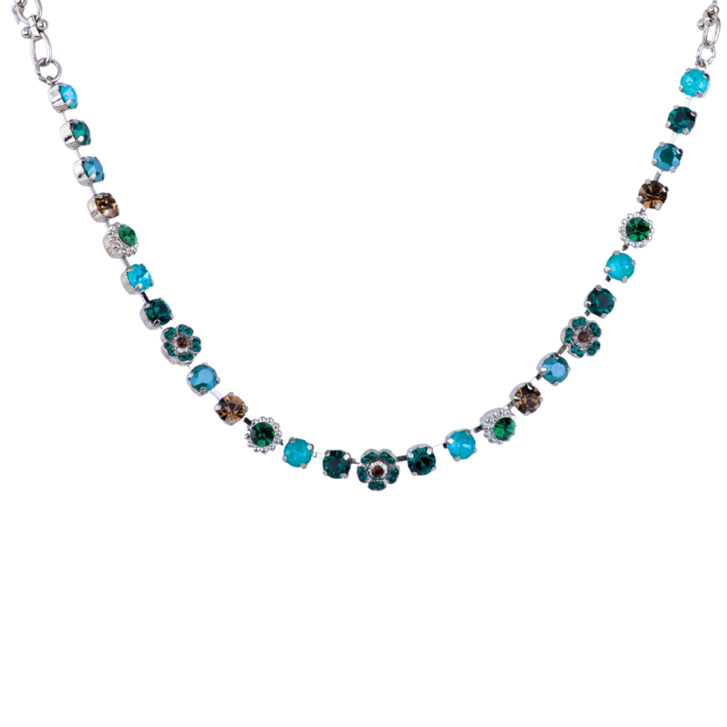 Petite Flower Mariana Necklace in Deep Forest on Rhodium – Shop ...